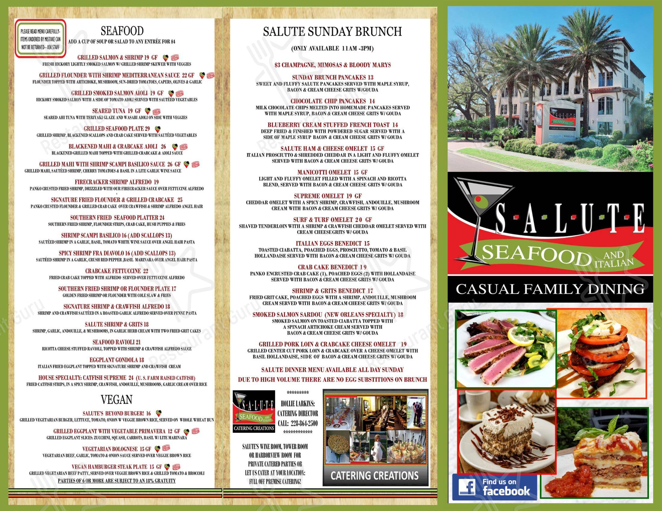 Menu at Salute Italian Restaurant, Gulfport