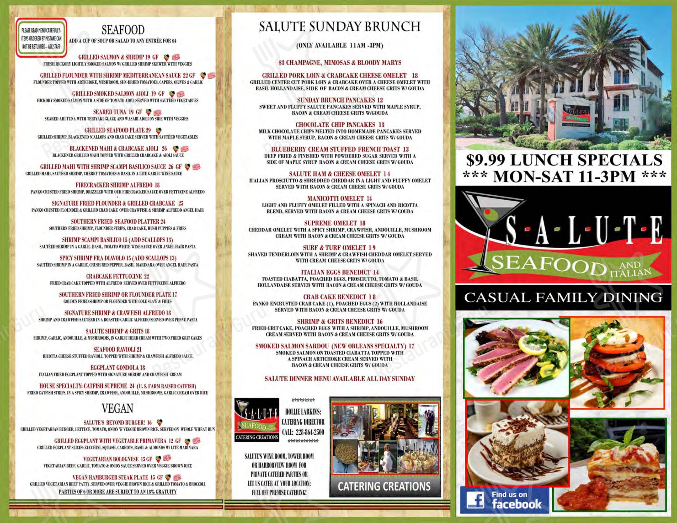 Menu at Salute Italian Restaurant, Gulfport