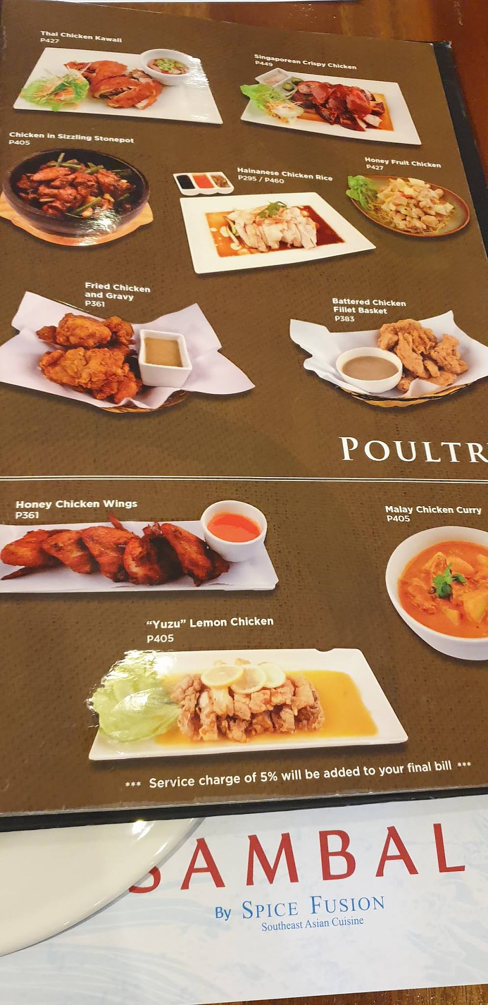Menu at Sambal by Spice Fusion restaurant, Cebu City
