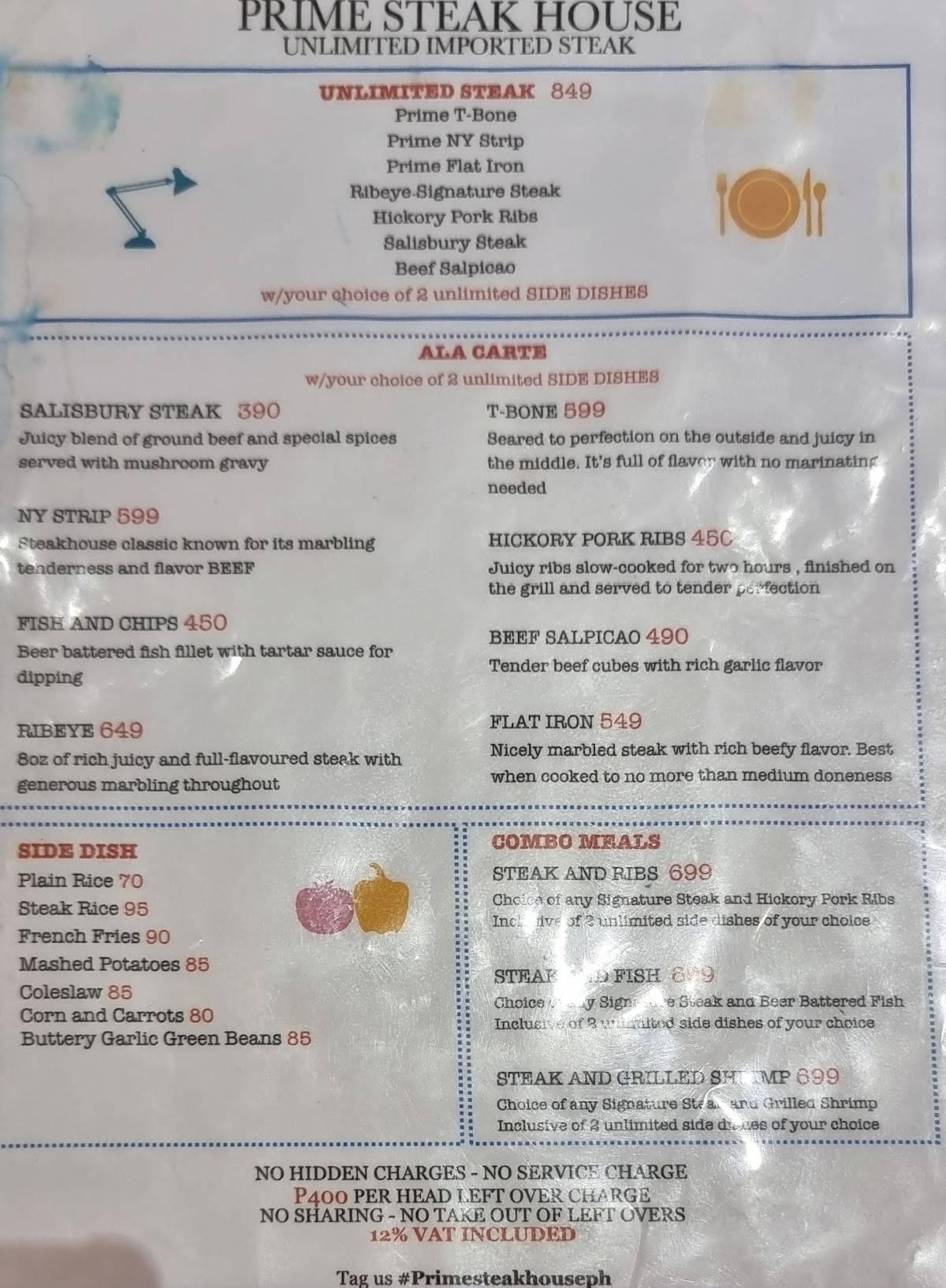 Menu at Prime Steak House - SM Pampanga restaurant, San Fernando