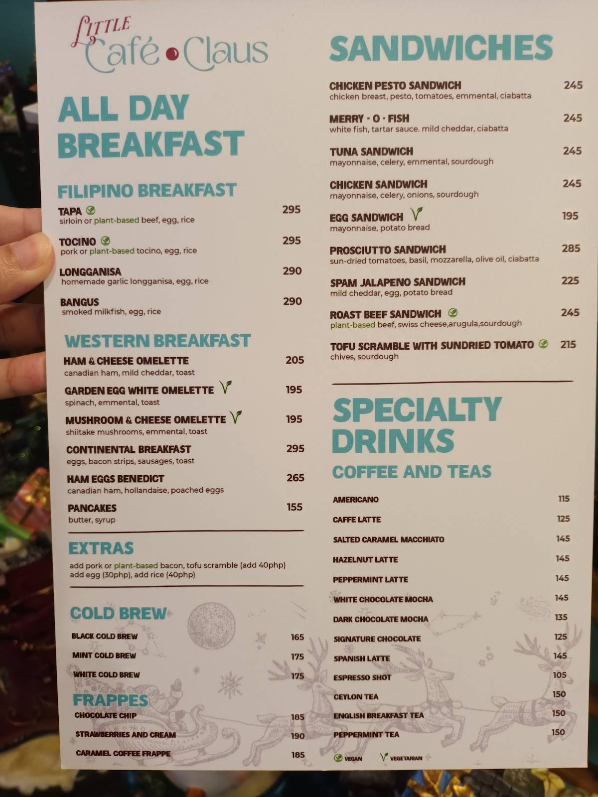 Menu at Cafe Claus - Promenade Greenhills, San Juan