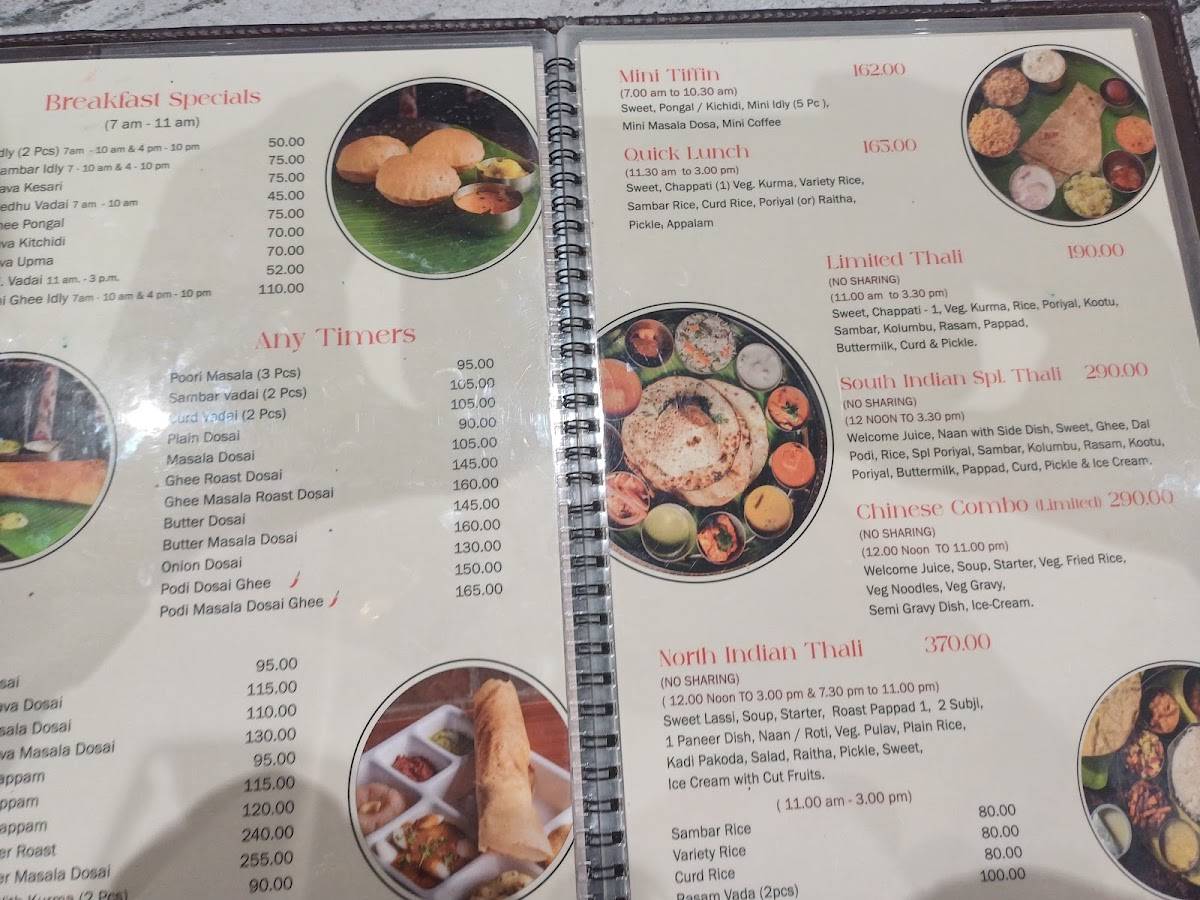 Menu at Sangeetha Veg Restaurant - Medavakkam, Chennai, 7/491