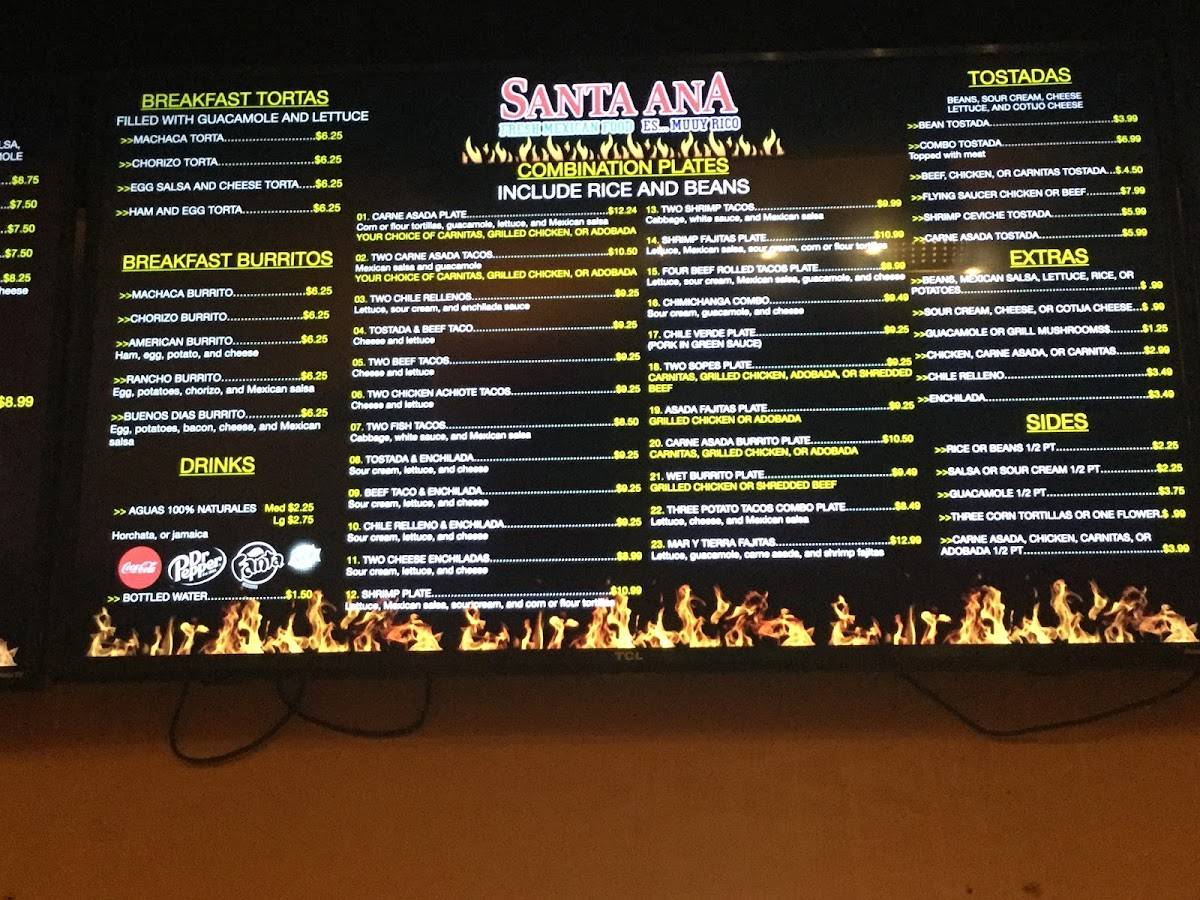 Menu at Santa Ana Fresh Mexican Food restaurant, La Verne