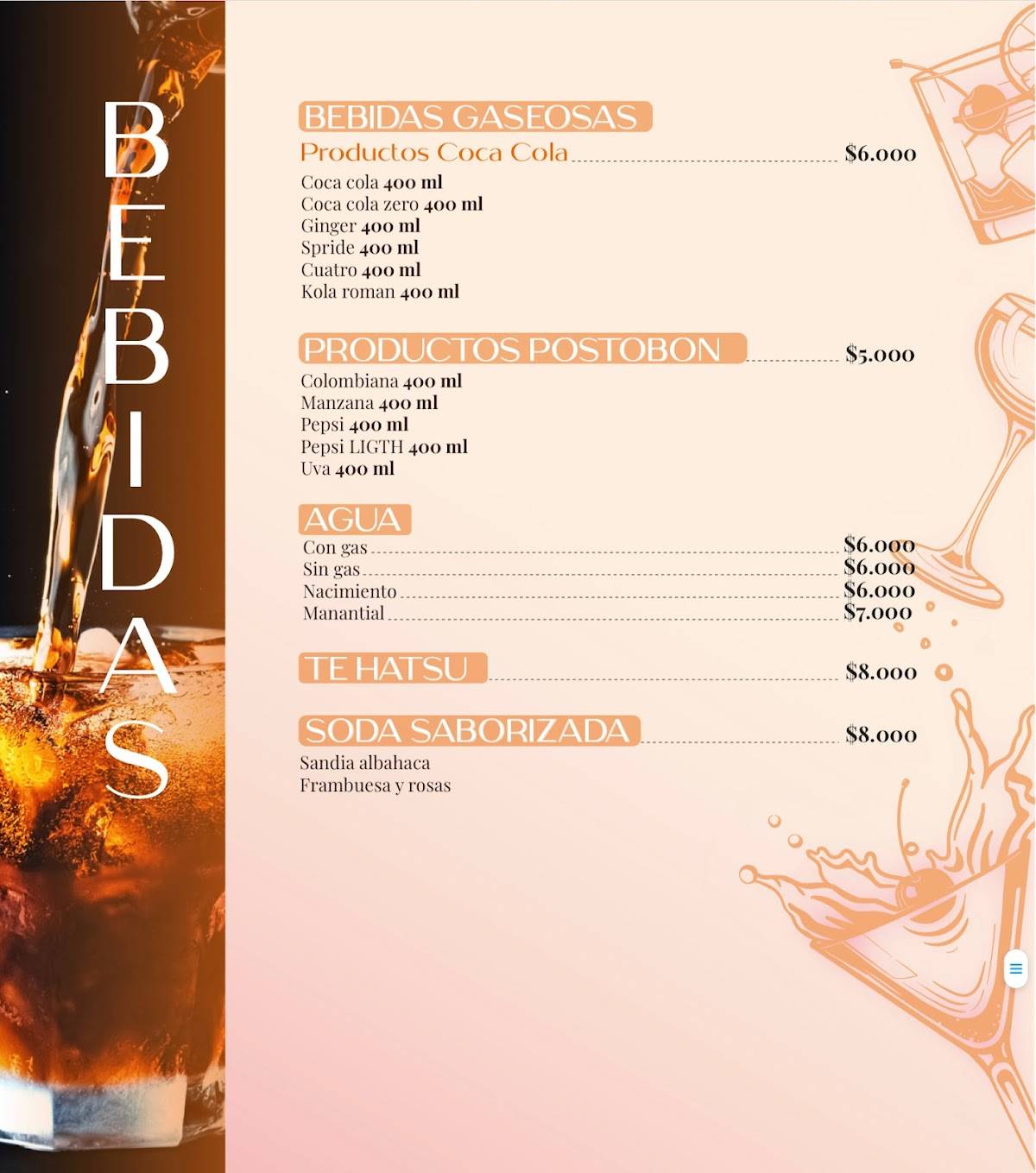 Carta de Bohemian Brunch, Restaurante y Disco santa marta, Santa Marta