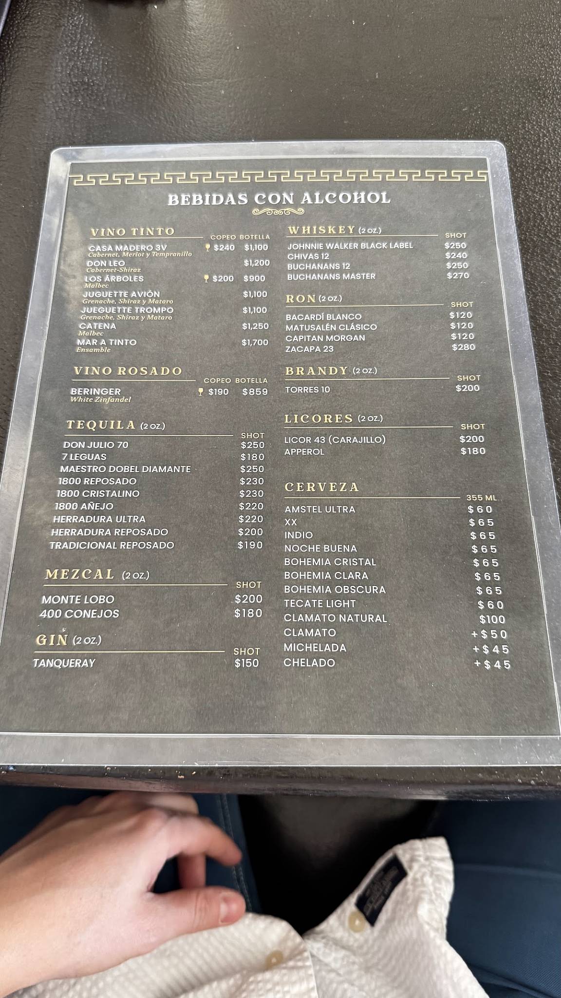 Carta del restaurante Hacienda La Charreada, Santiago