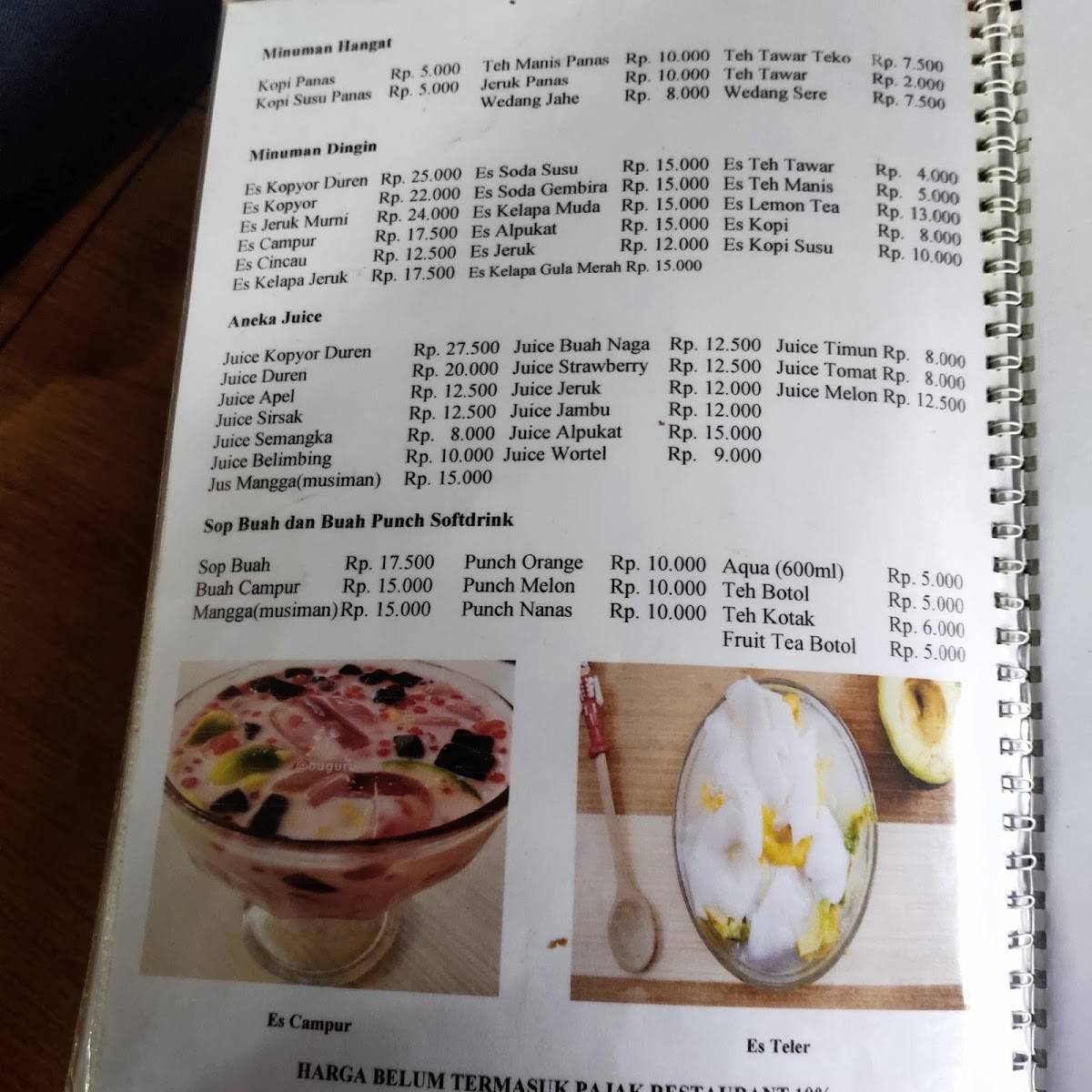 Menu at Sari Kuring Indah Ciracas restaurant, Serang