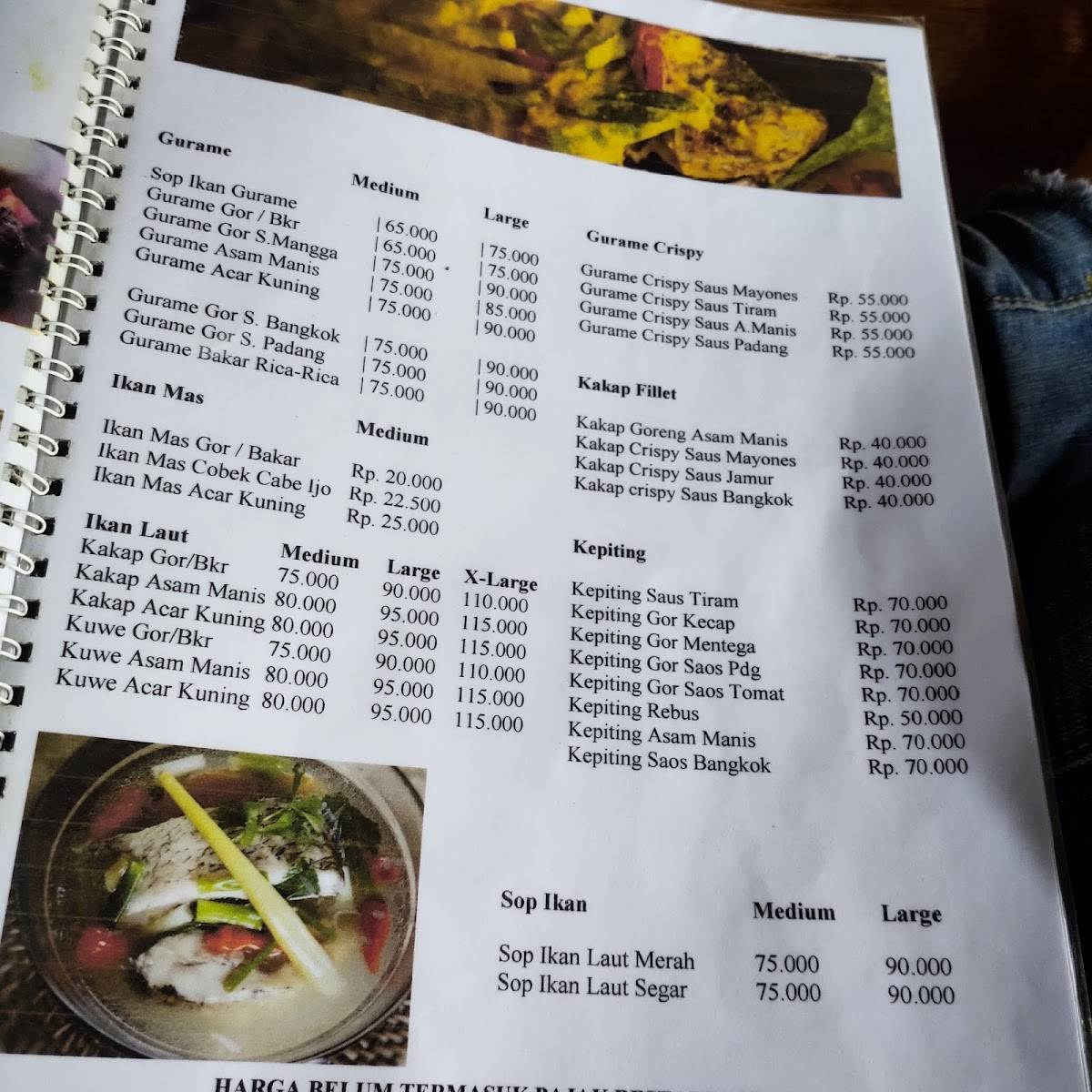 Menu at Sari Kuring Indah Ciracas restaurant, Serang
