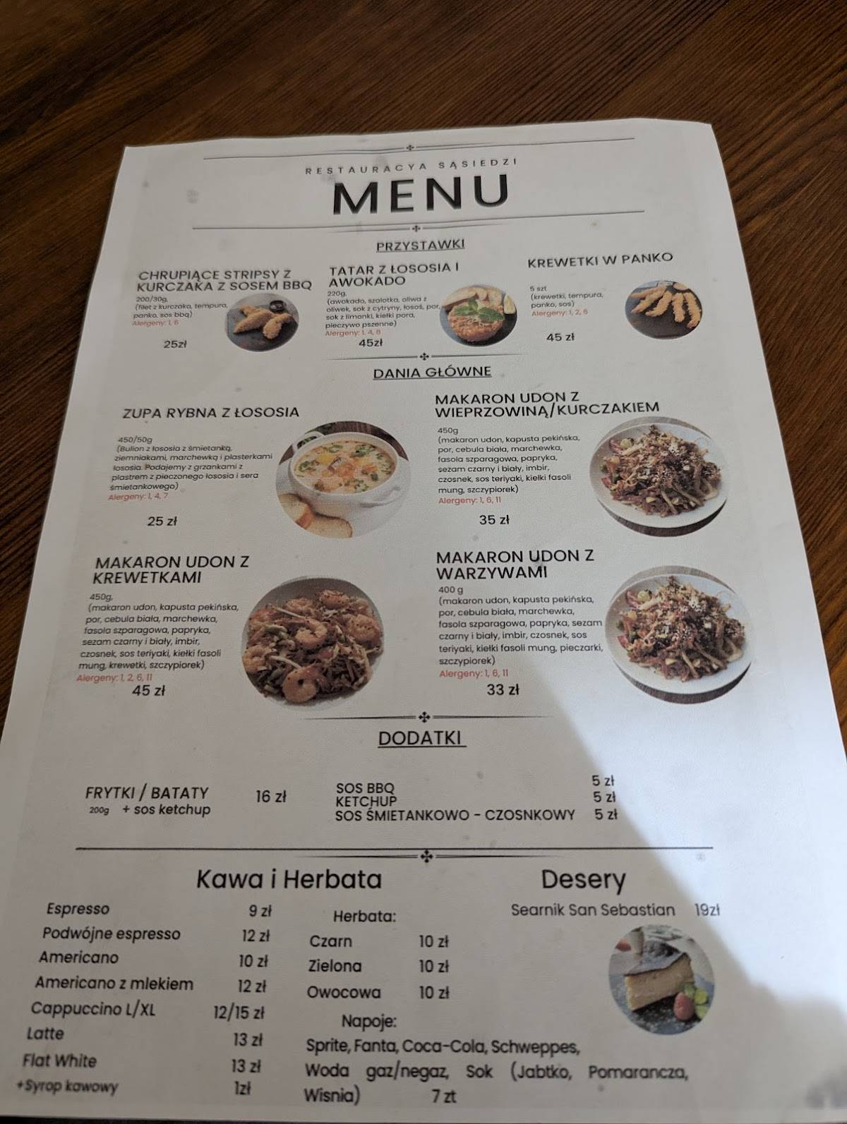 Menu at Sąsiedzi Restauracja restaurant, Oława