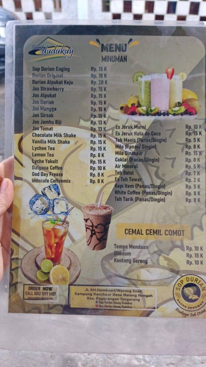 Menu at Saung dudukuy restaurant, Malang Nengah