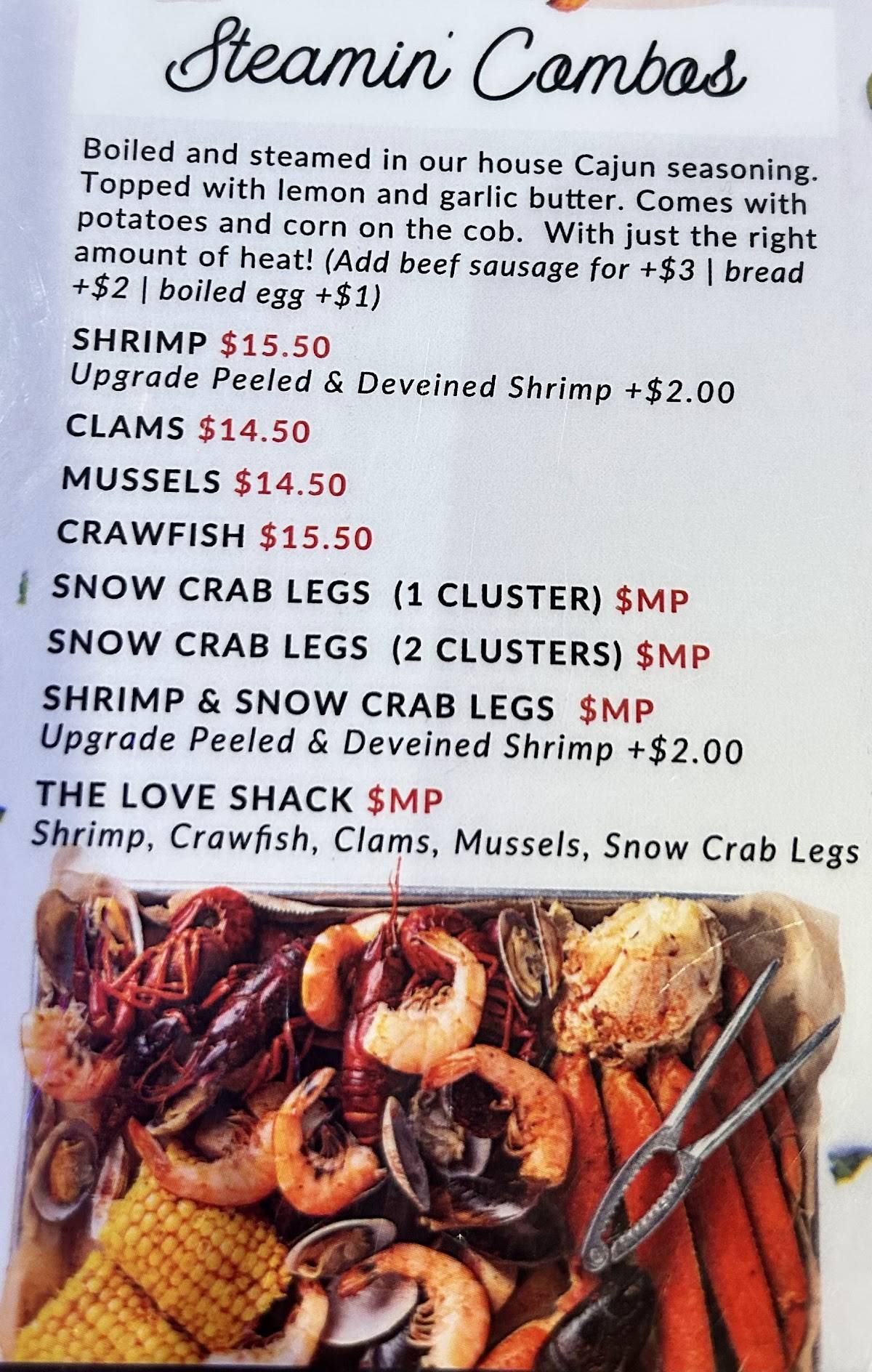 Menu at Savannah Seafood Shack restaurant, Savannah