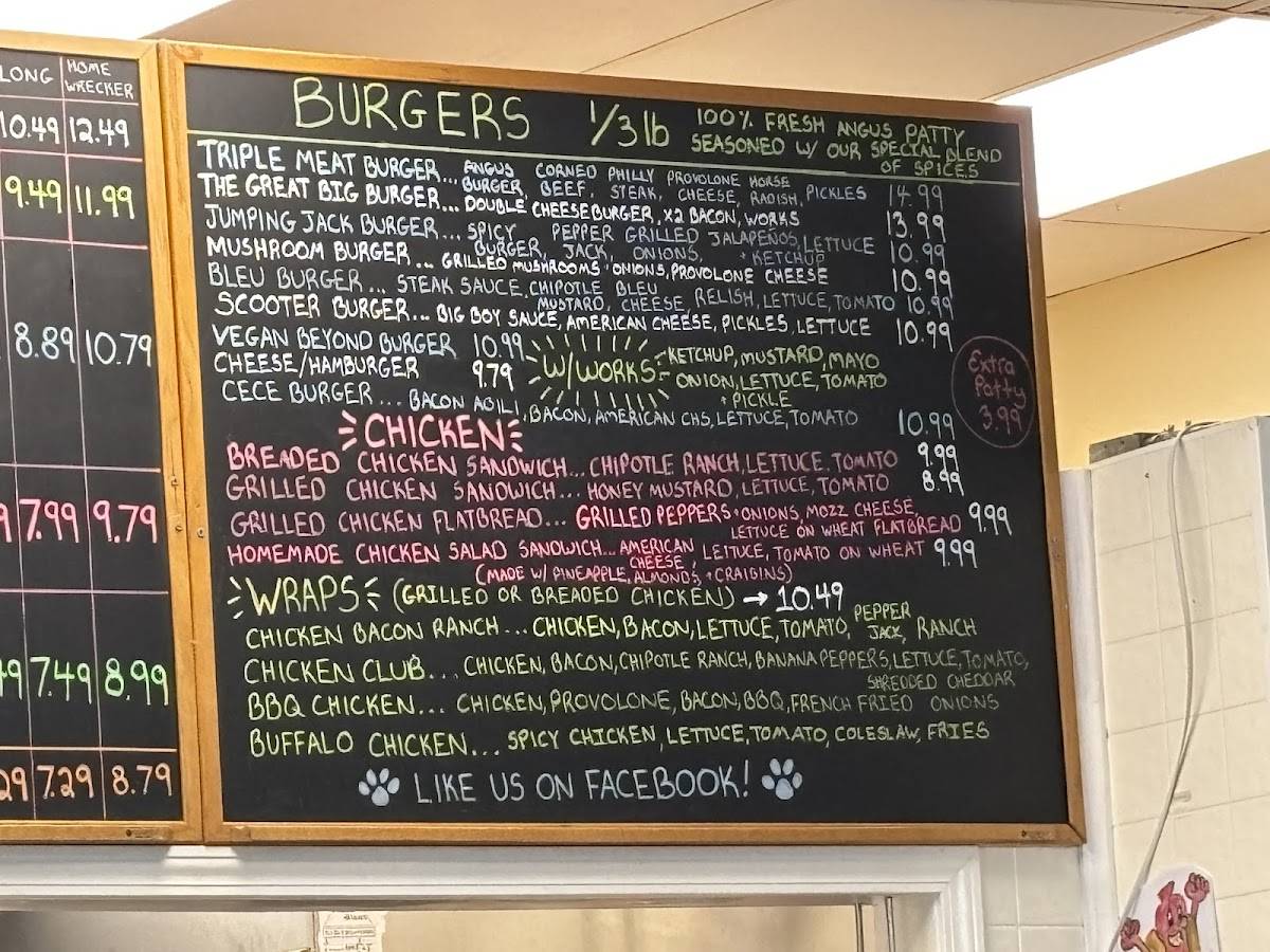 Menu at Scooter's World Famous Dawg House restaurant, Mentor