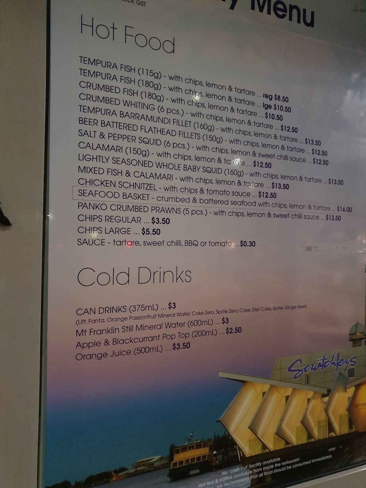 Menu at Scratchleys on the Wharf restaurant, Newcastle, 200 Wharf Rd
