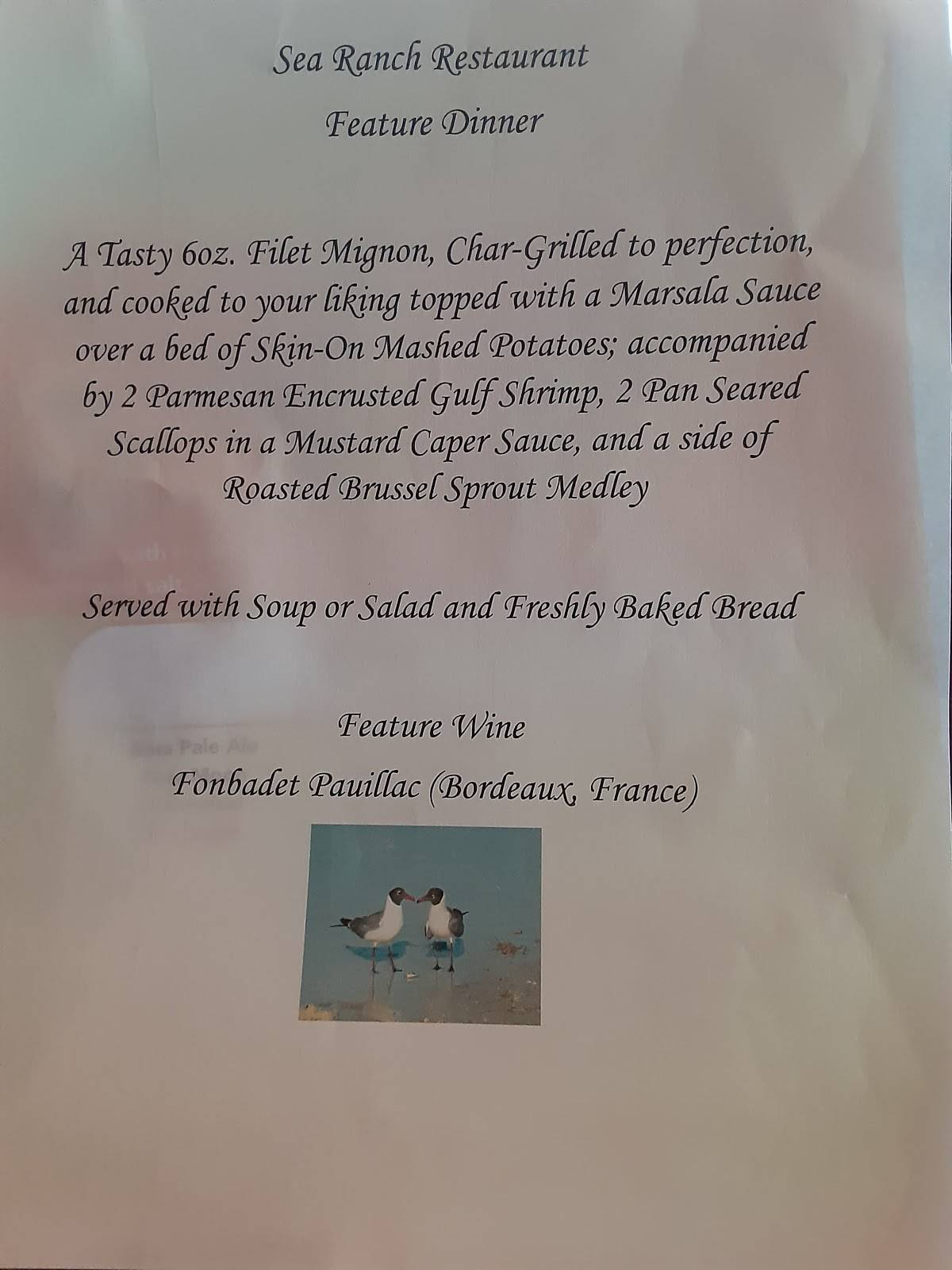 Menu at Sea Ranch Restaurant, South Padre Island, 33330 State Park Rd ...