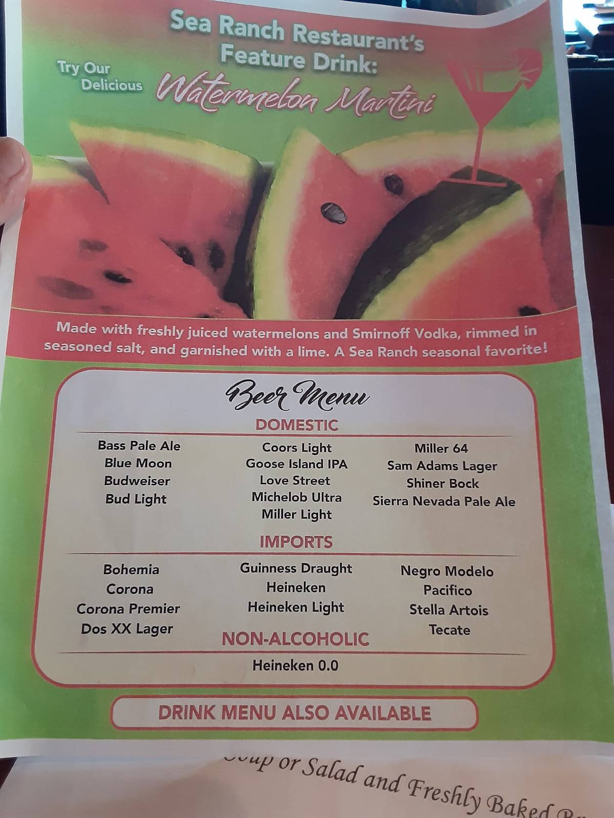 Menu at Sea Ranch Restaurant, South Padre Island, 33330 State Park Rd ...