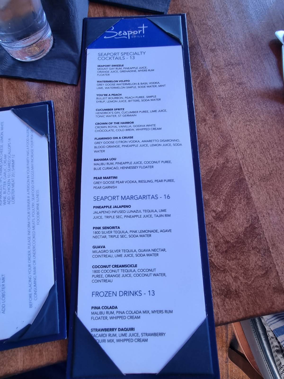 Menu at Seaport Grille restaurant, Gloucester, 6 Rowe Sq