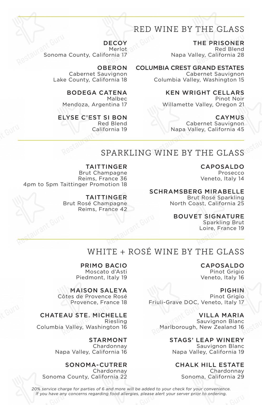 Menu at Sear + Sea Woodfire Grill steakhouse, Orlando