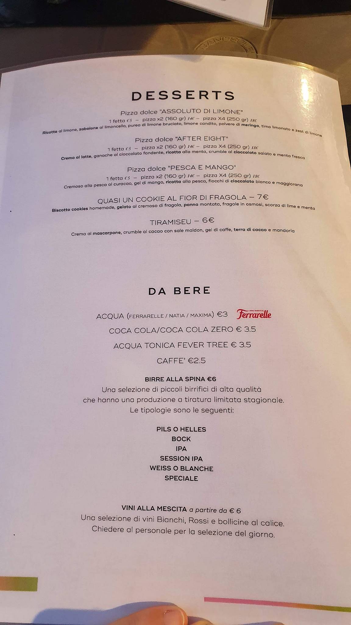 Menu at Seu Pizza Illuminati pizzeria, Rome