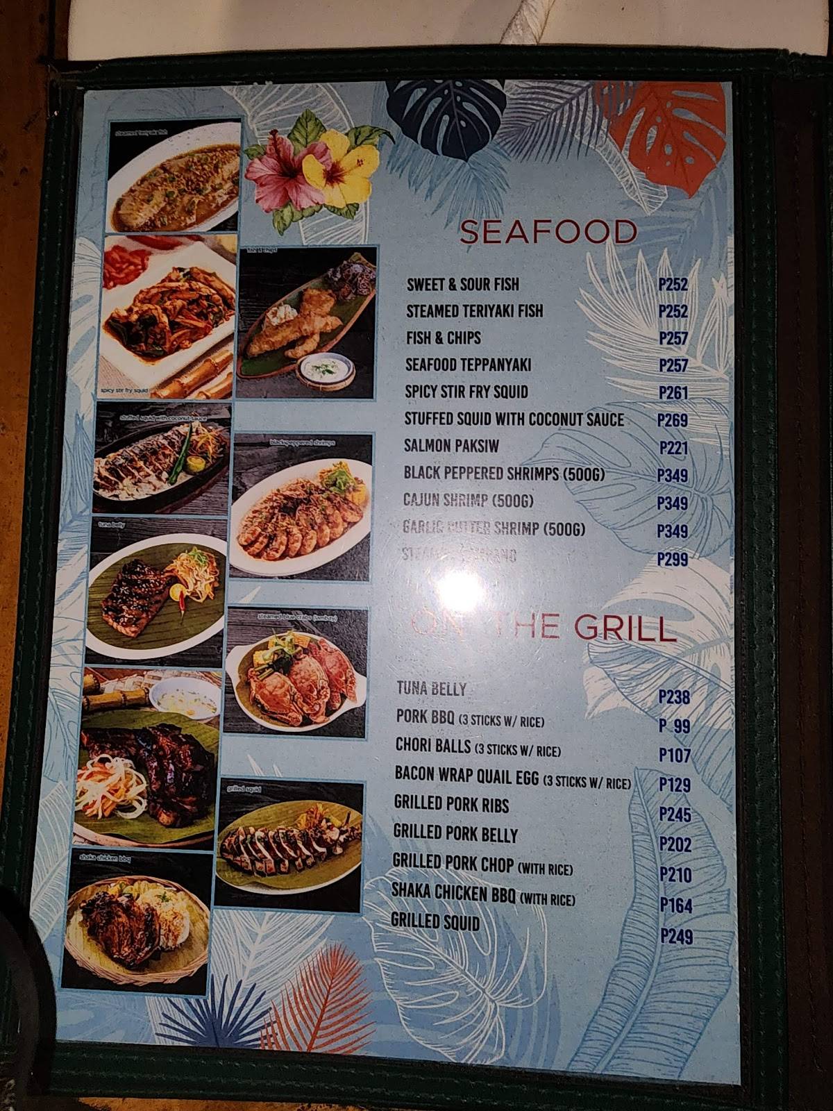 Menu at Shaka Hawaiian Restaurant, Dumaguete