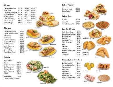 Menu au Shawarma Heaven restaurant, Calgary