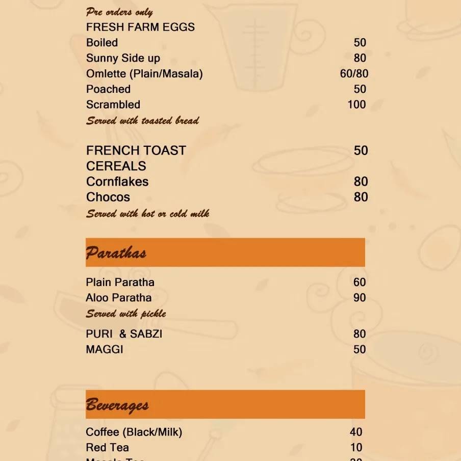 Menu at THE WHOO restaurant & HOMESTAY, Shillong
