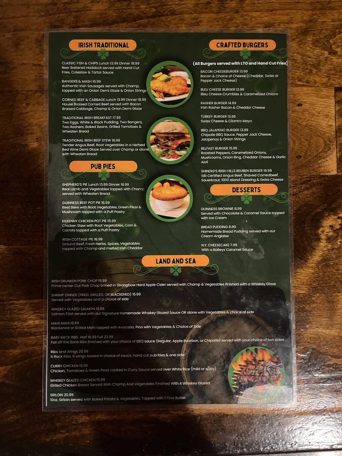 Menu at Shindig Irish Restaurant & Pub, Port St. Lucie