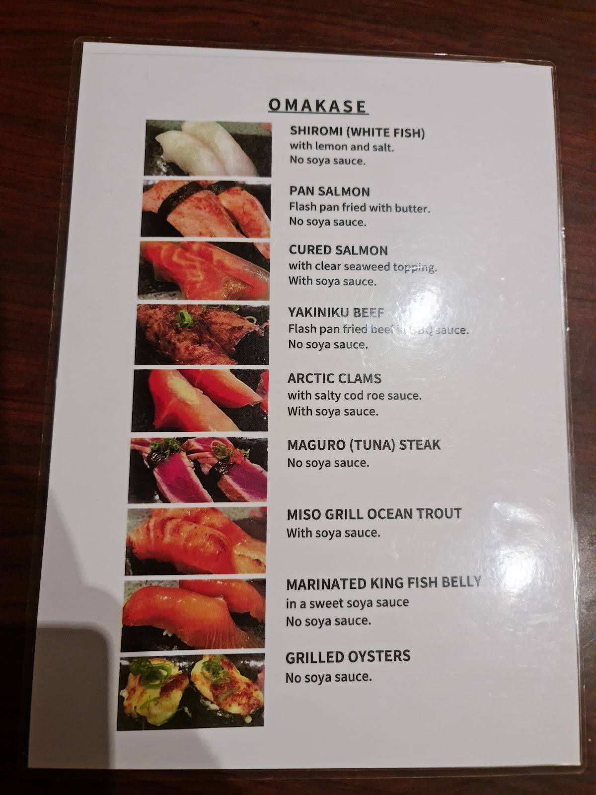 Menu at Shira Nui restaurant, Glen Waverley