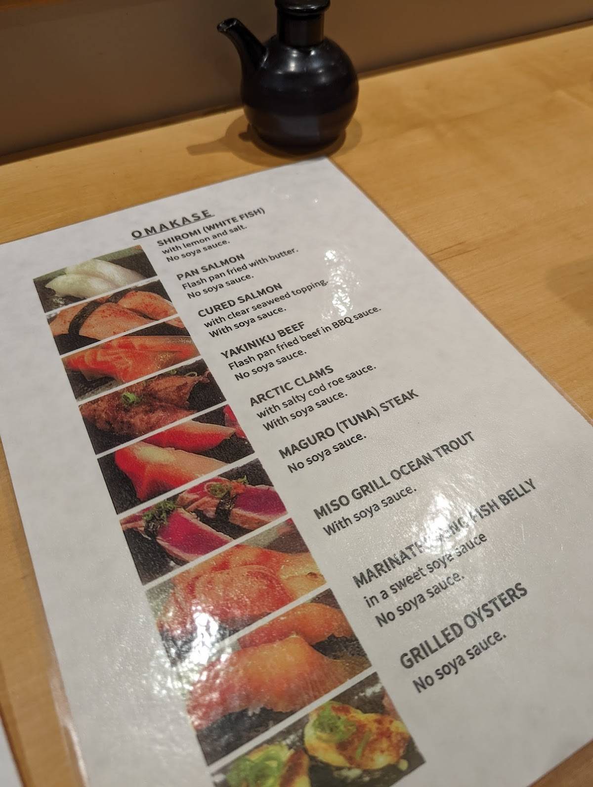 Menu at Shira Nui restaurant, Glen Waverley