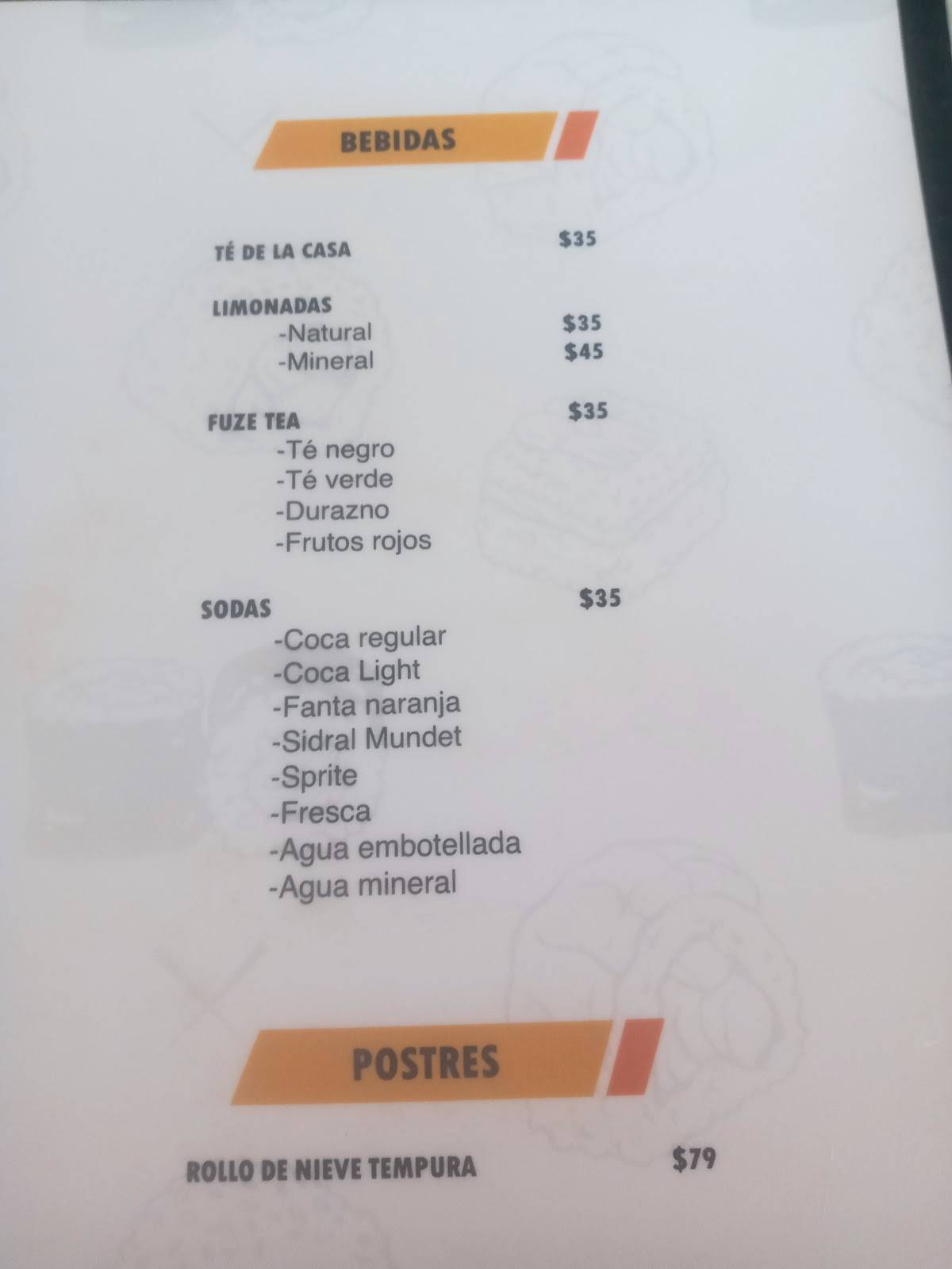 Carta del restaurante Shosho Sushi, Tijuana, Calz del Tecnológico 2100