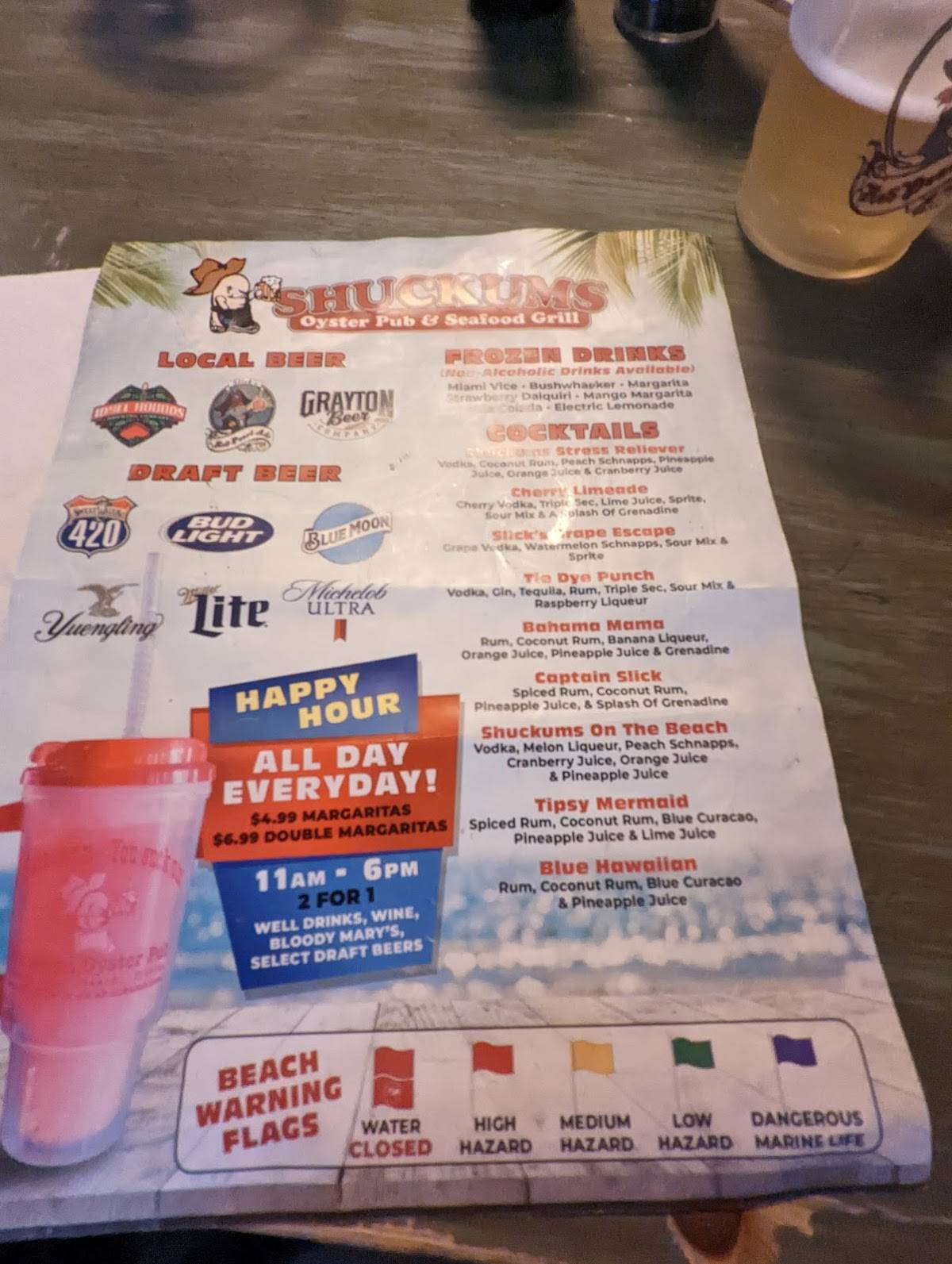 Menu at Shuckums Oyster Pub & Seafood Grill, Panama City Beach