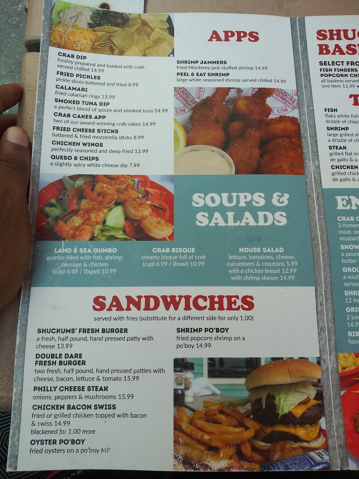 Menu at Shuckums Oyster Pub & Seafood Grill, Panama City Beach