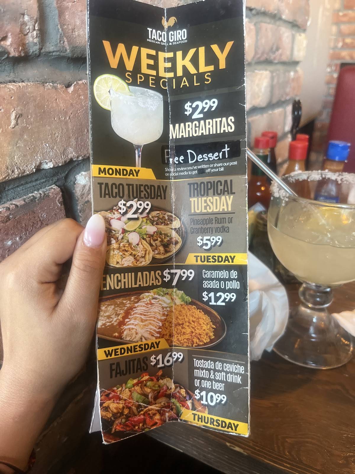 Menu at Taco Giro Mexican Grill restaurant, Sierra Vista
