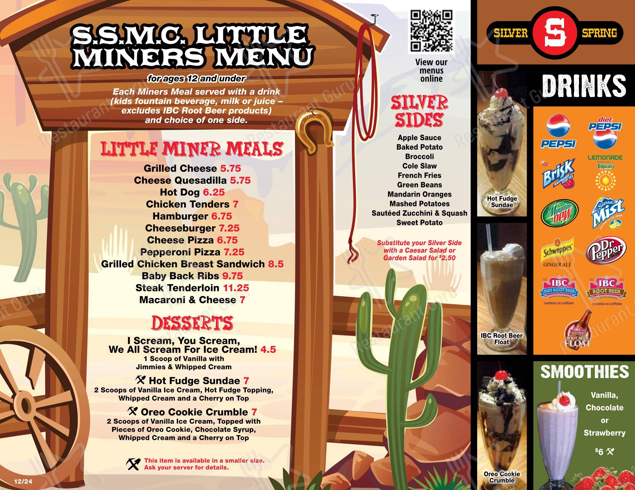 Menu at Silver Spring Mining Company pub & bar, Perry Hall