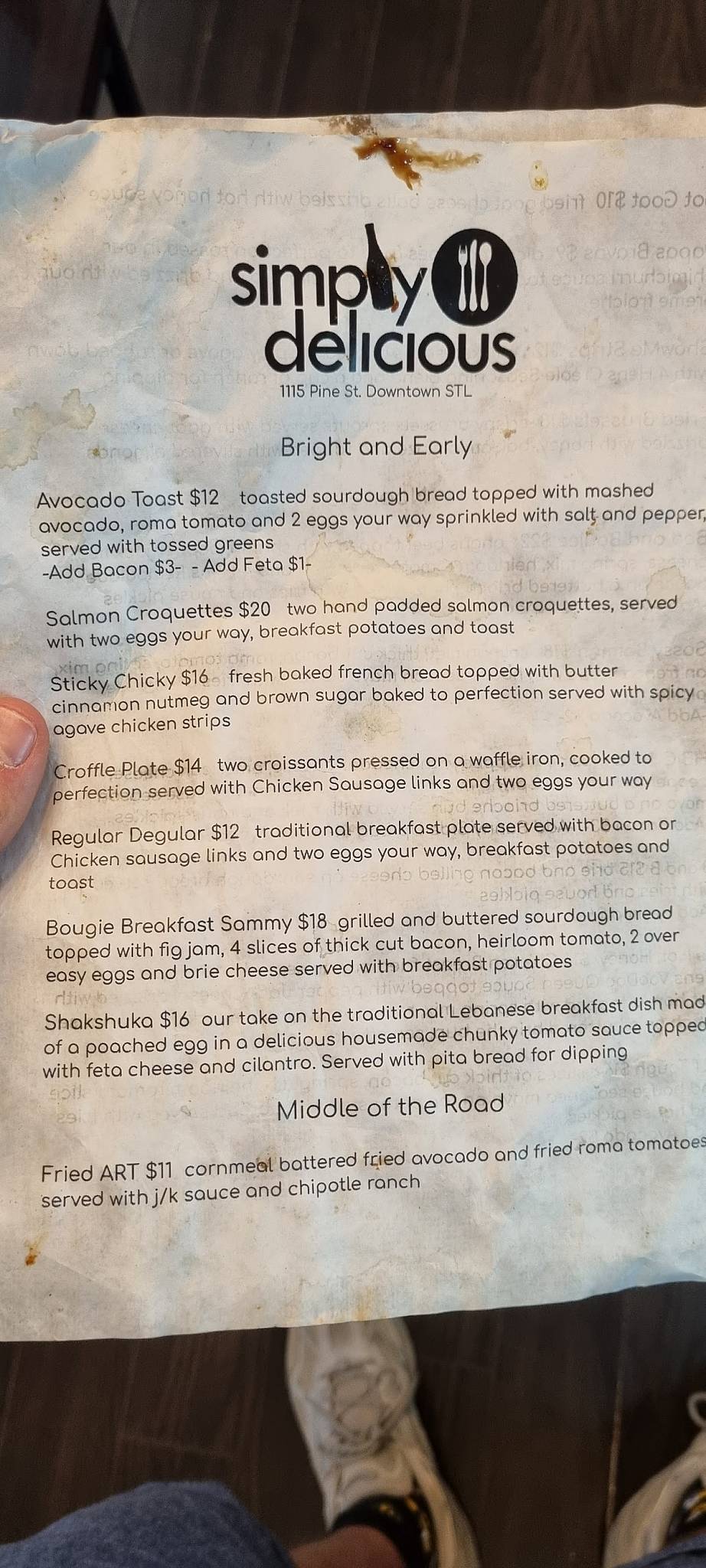 Menu at Simply Delicious STL restaurant, St. Louis