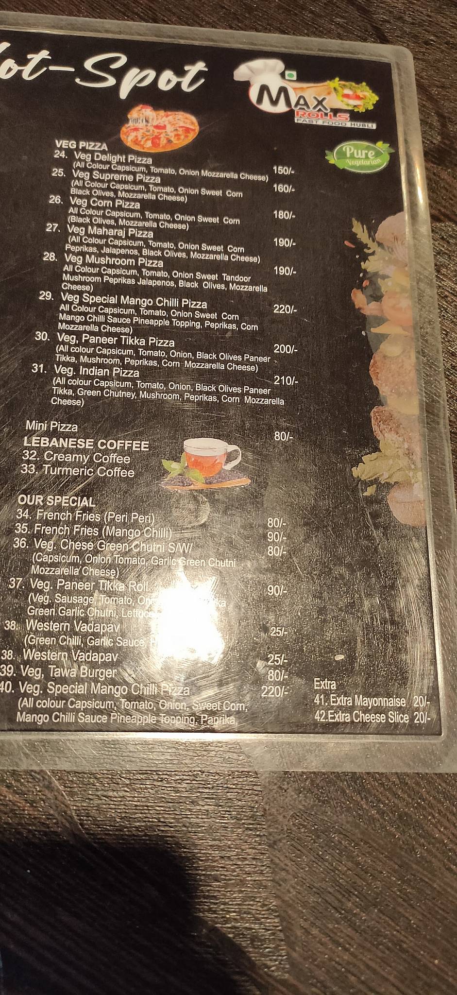 Menu at Hot spot, Sindhanur
