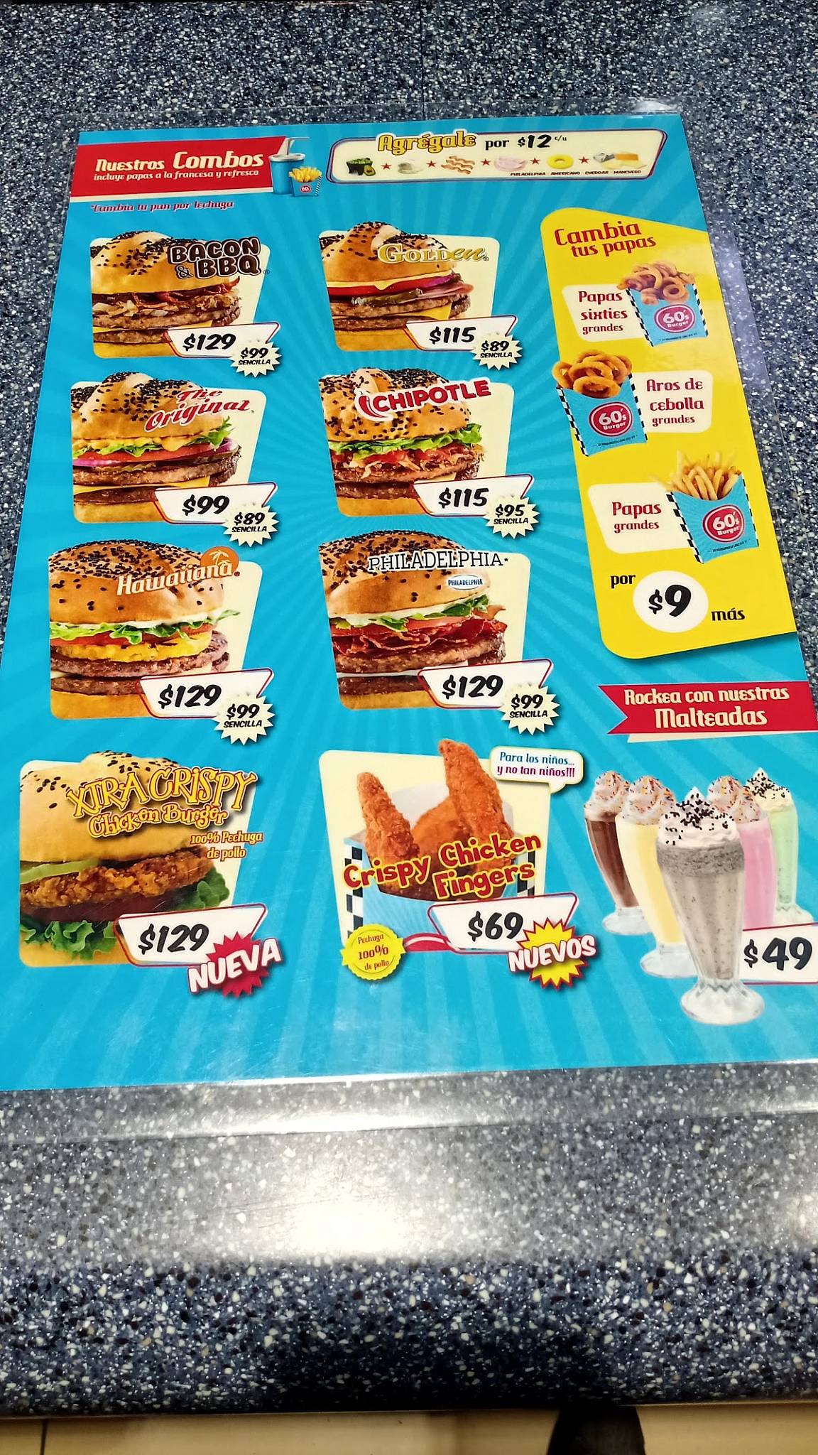 Carta del restaurante Sixties Burger, Ciudad del México, Av Canal del ...