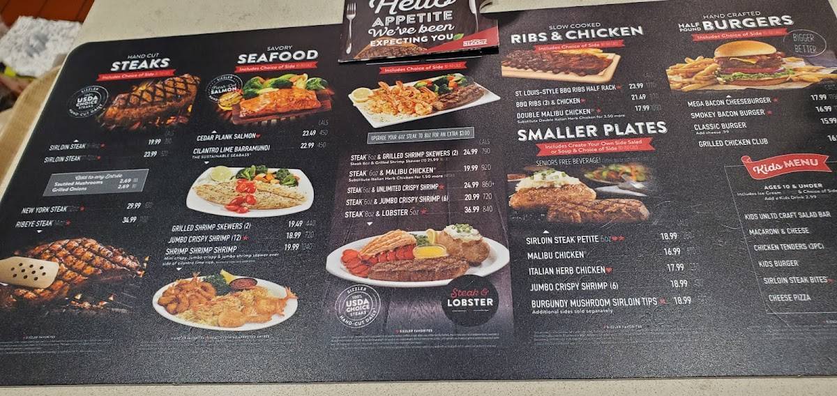 Menu at Sizzler steakhouse, Bakersfield, 900 Real Rd