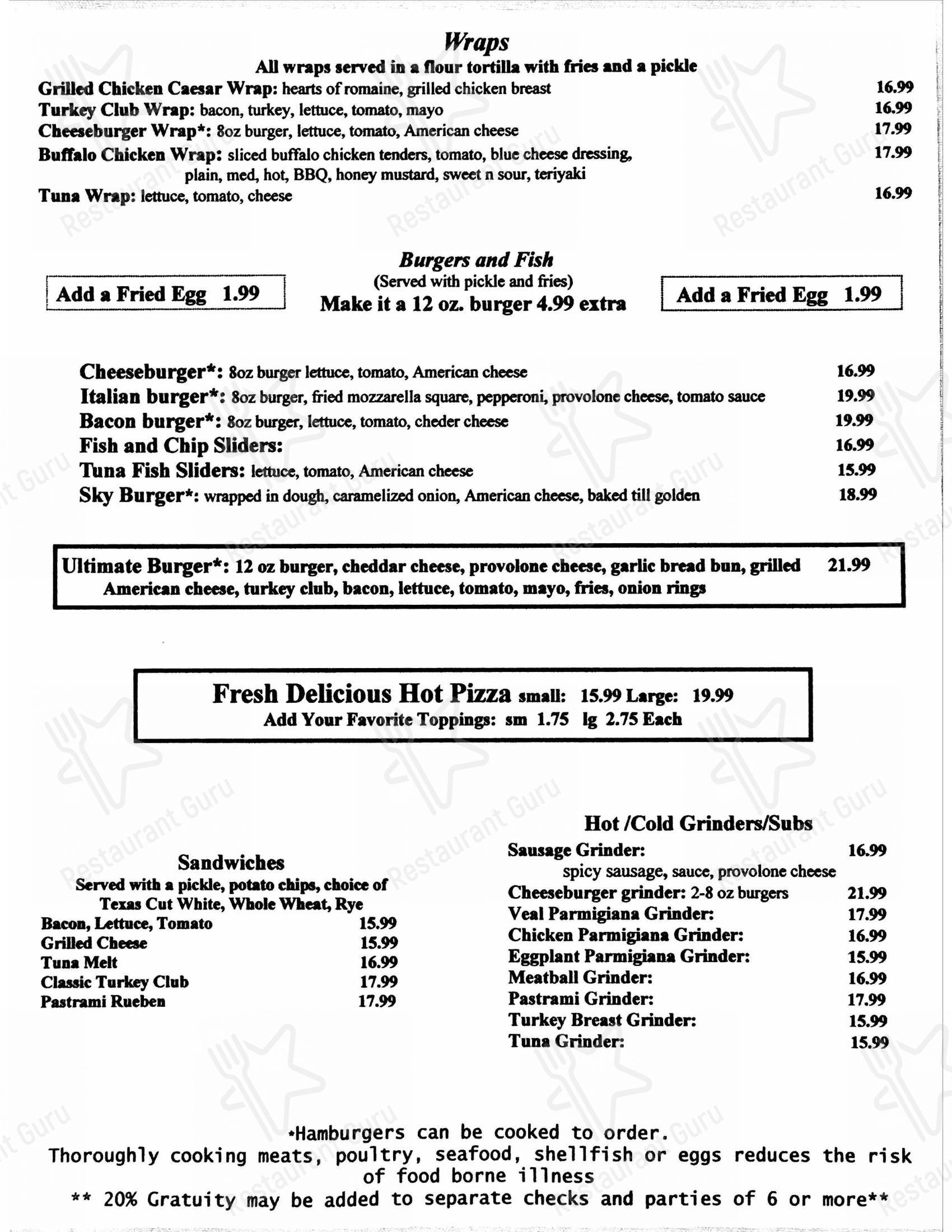 Skyline Restaurant Menu