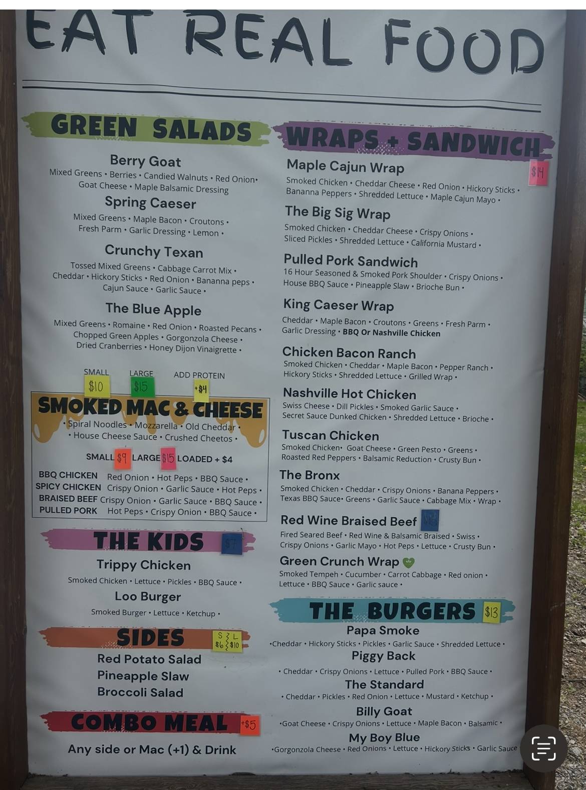 Menu at Smokebox Catering restaurant, Carleton Place