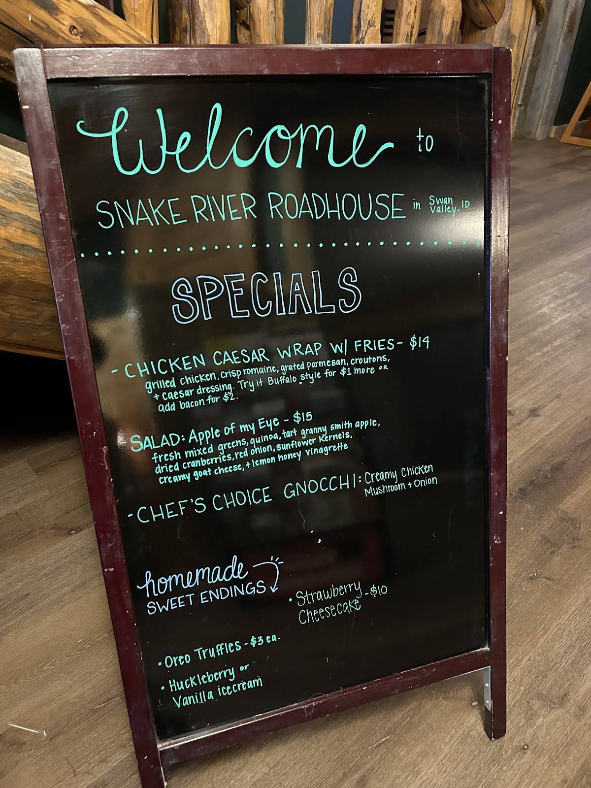 Menu at Snake River Roadhouse Bar & Grill, Swan Valley, Swan Valley Hwy