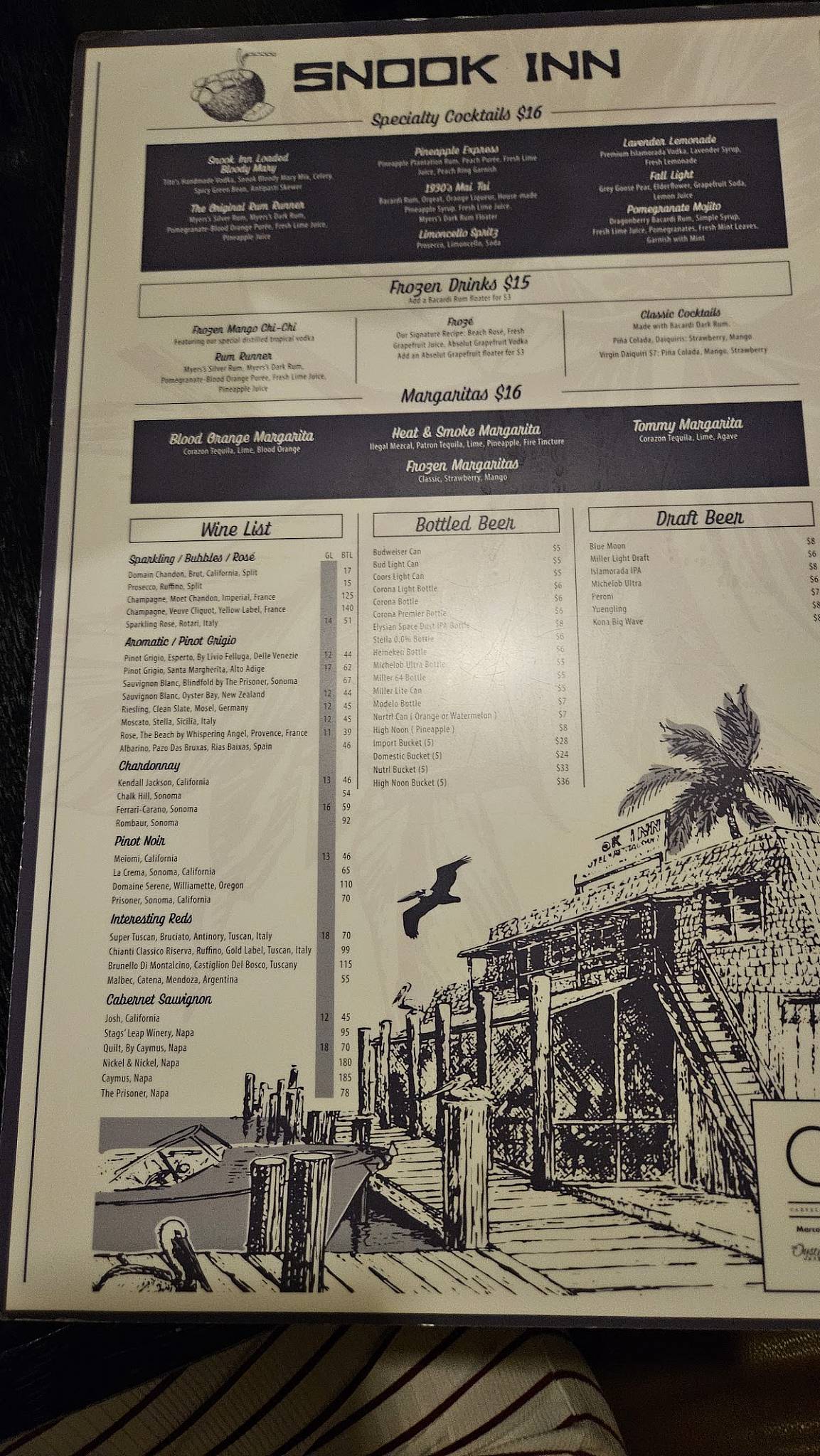 Menu at Snook Inn pub & bar, Marco Island