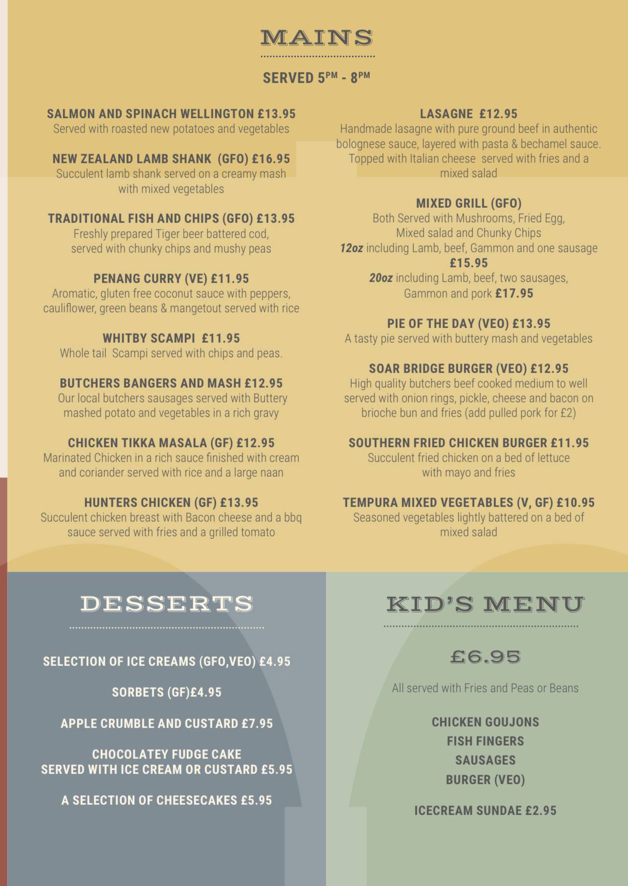 Menu at Soar Bridge Inn pub & bar, Loughborough, 29 Bridge St