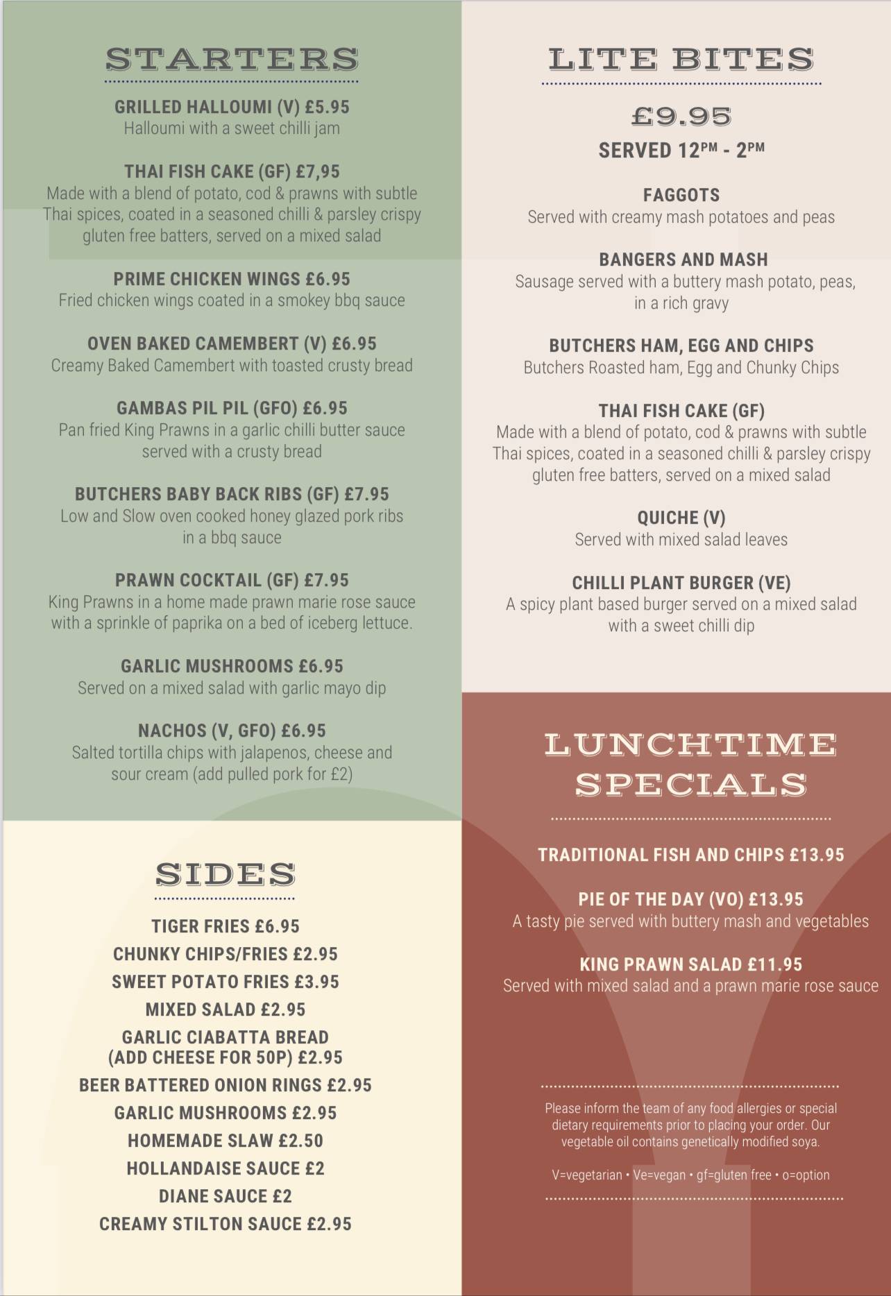 Menu at Soar Bridge Inn pub & bar, Loughborough, 29 Bridge St