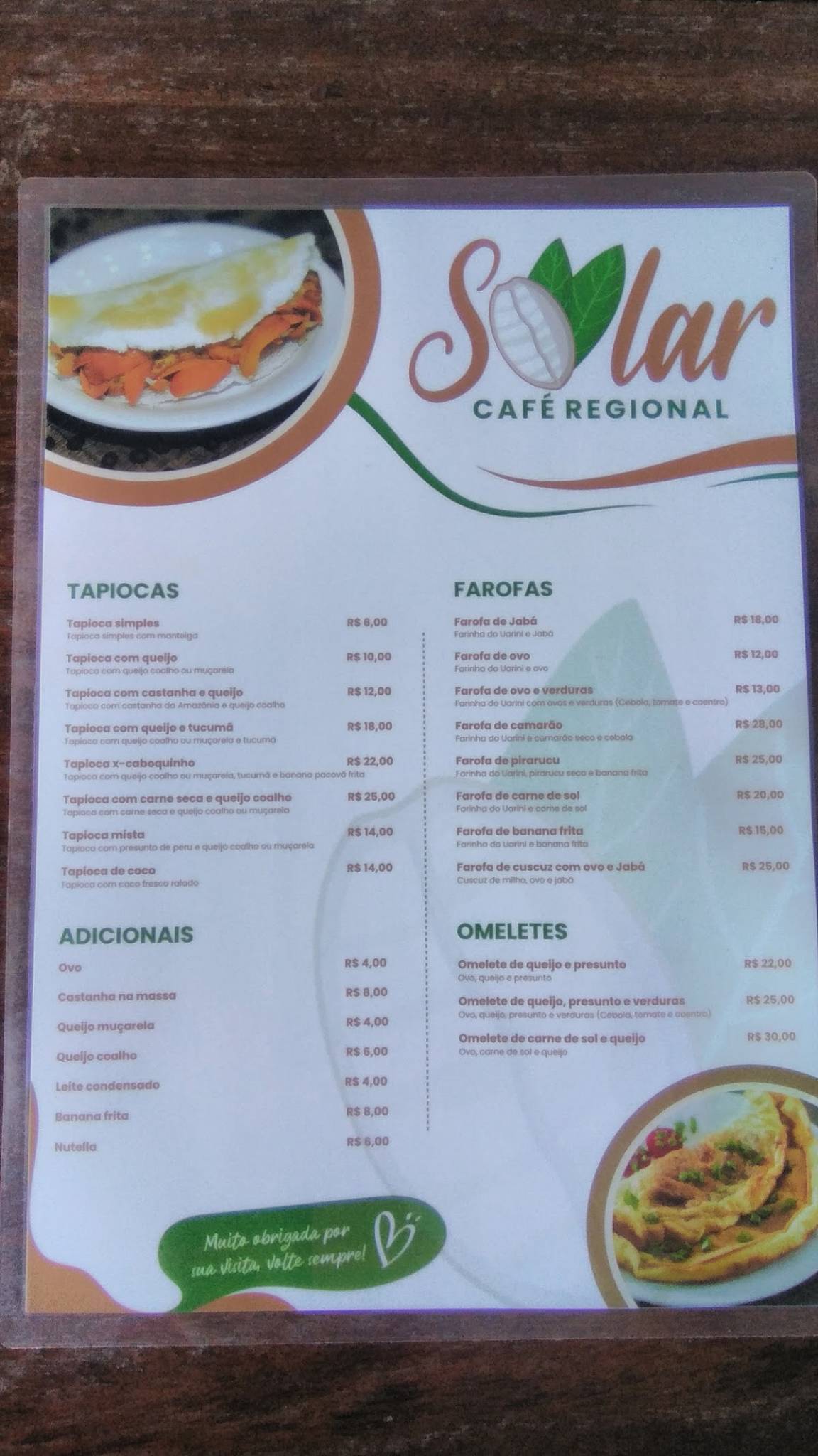 Menu em Solar Café Regional, Manaus