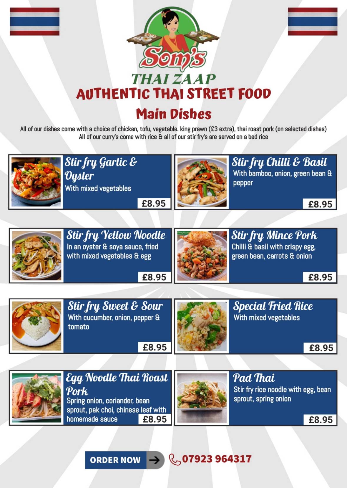 Menu at Soms Thai Zaap restaurant, Weston-super-Mare