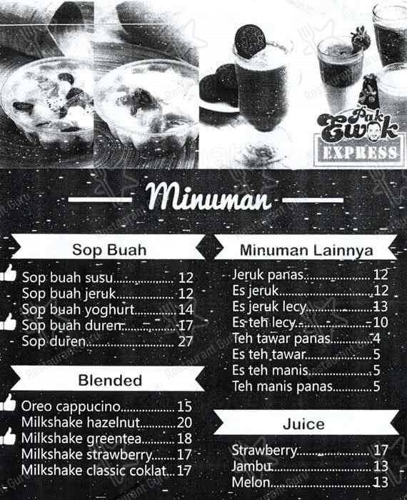Carta del restaurante Sop Buah Pak Ewok, Bogor, Jln. Bukit Tunggul No. 5