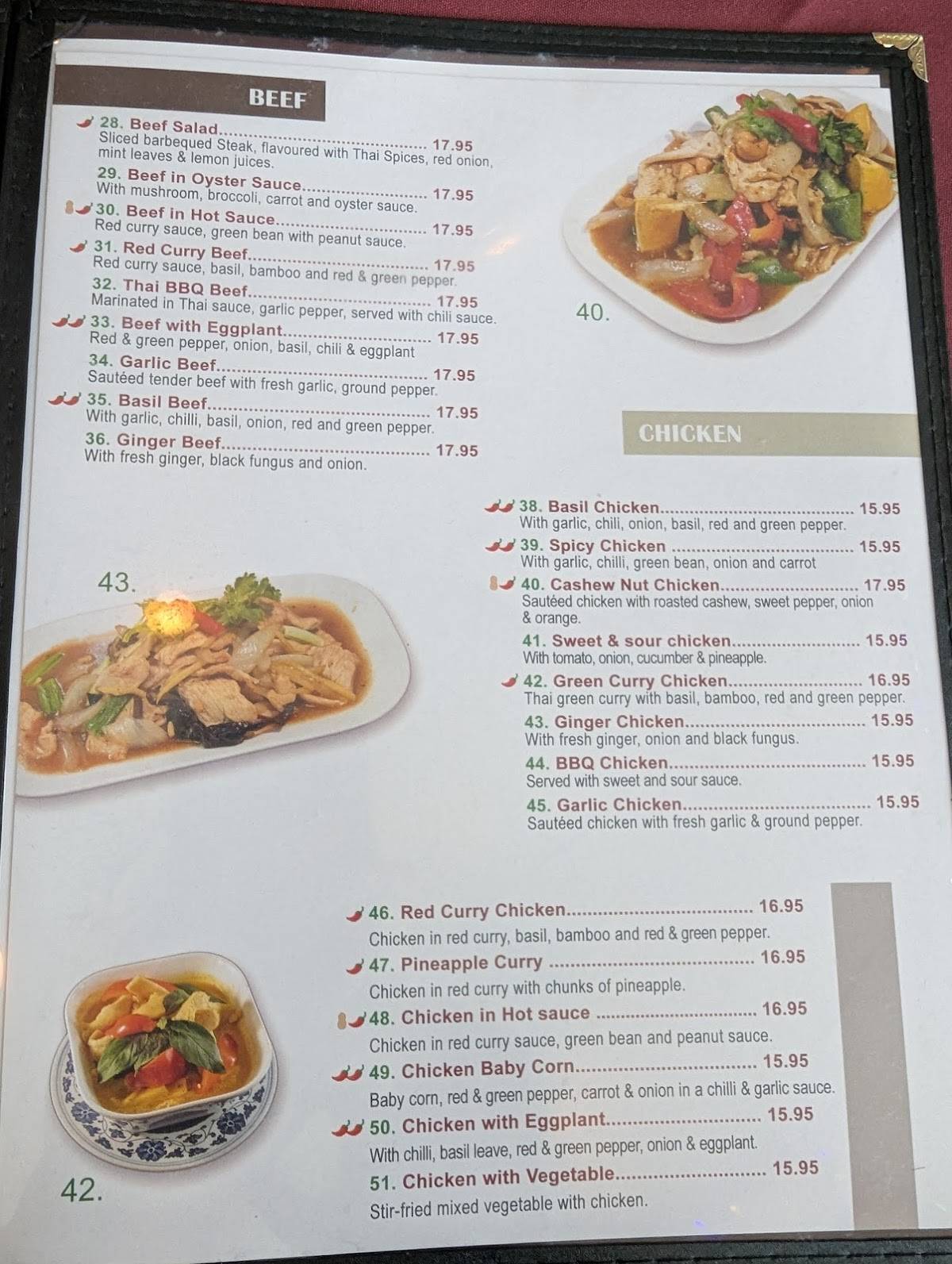 Menu at Sorn Thai Restaurant, Toronto