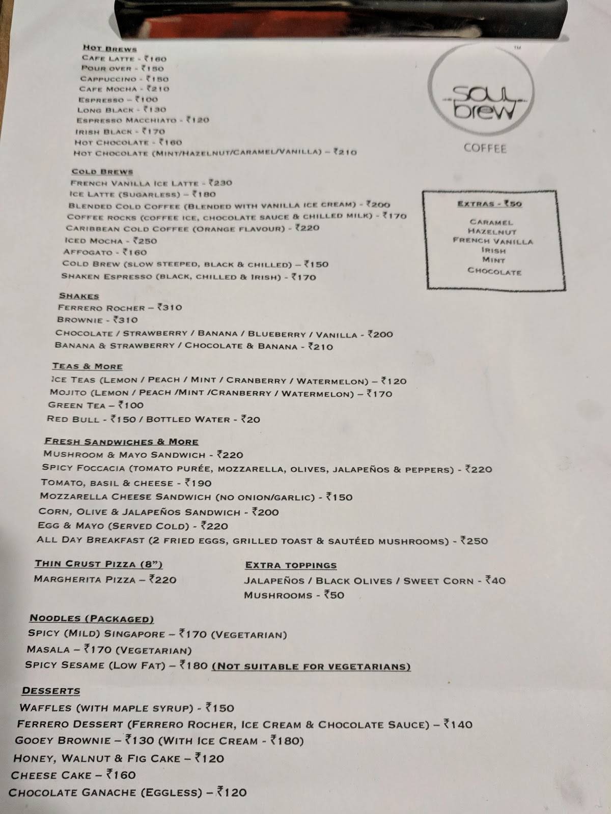 Menu at Soul Brew Coffee, Vasna Road, Vadodara, Shop No 6