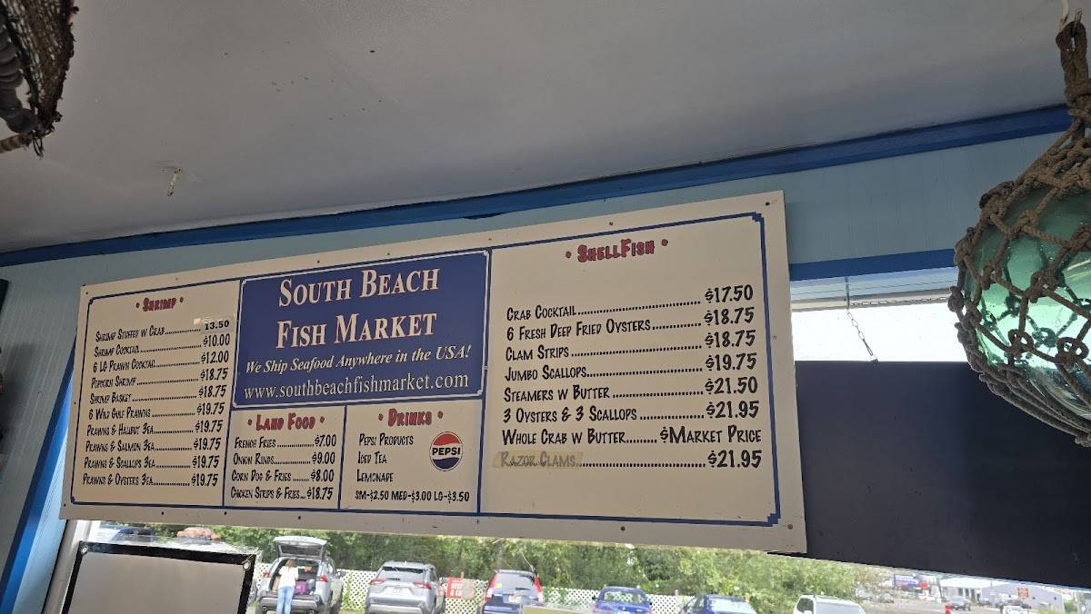 Menu at South Beach Fish Market restaurant, Newport