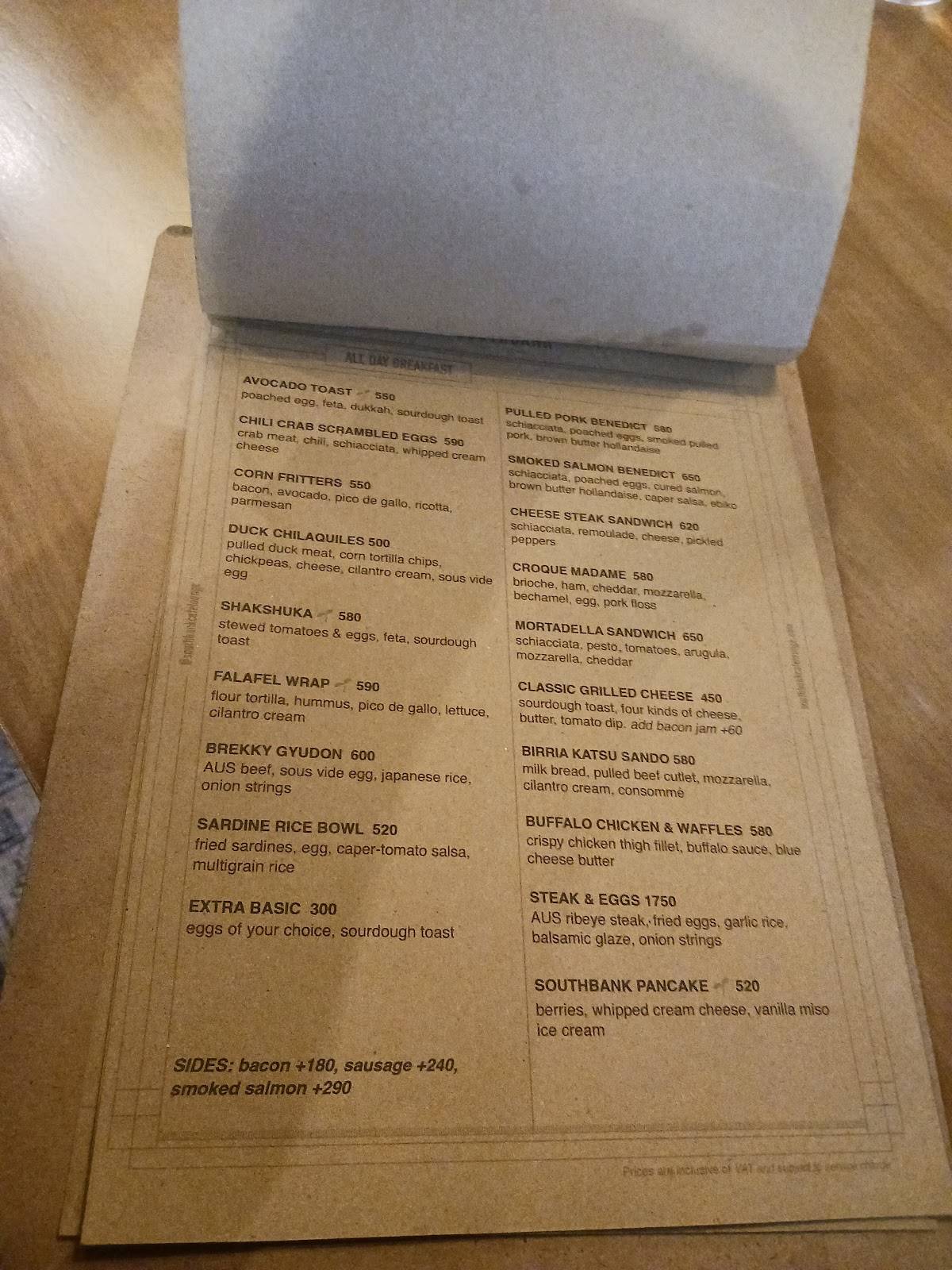 Carta de Southbank Cafe + Lounge BGC, Taguig
