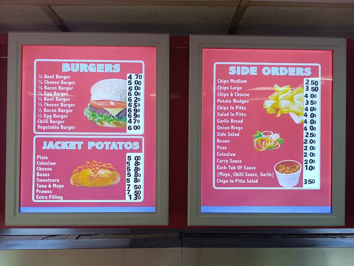 Menu at Southern Fried Chicken fast food, Burnham-on-Sea